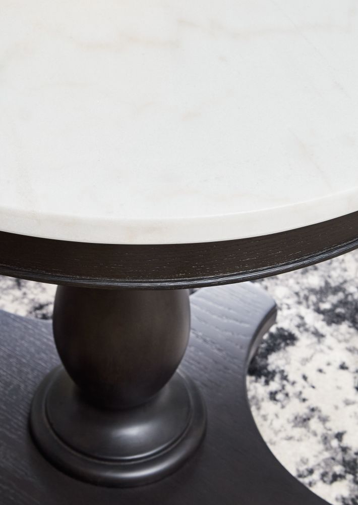 Henridge - Black / White - Accent Table With Pedestal Base A4000565 ...