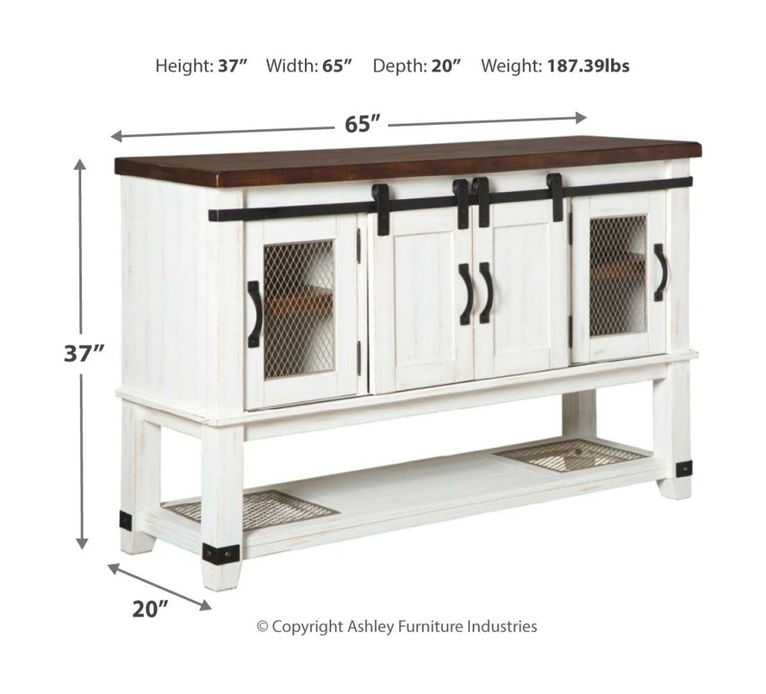 Valebeck - White - 6 Pc. - Counter Table, 4 Swivel Barstools, Server ...