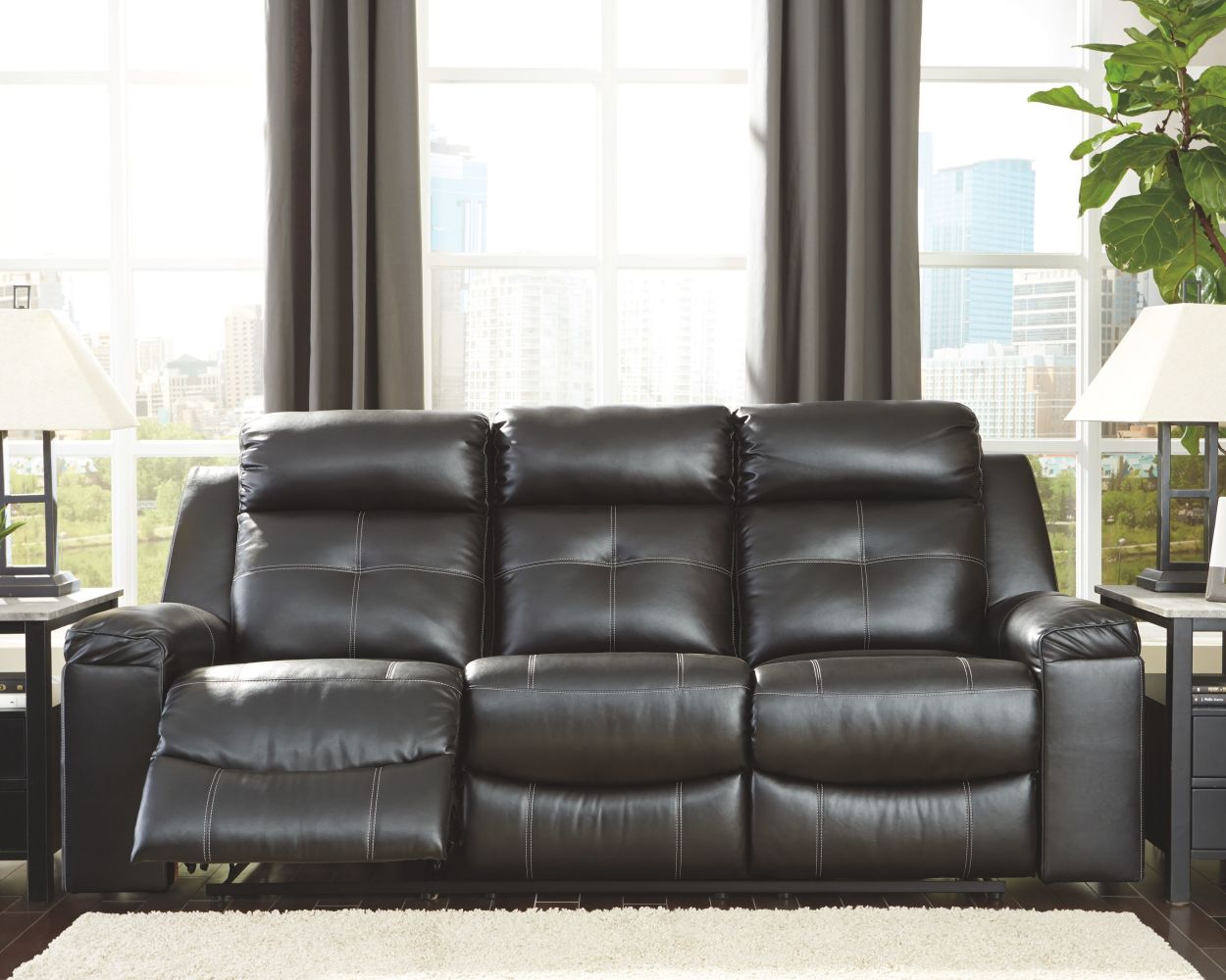 Kempten - Black - Reclining Sofa 8210588 Furniture | Carpet Plus