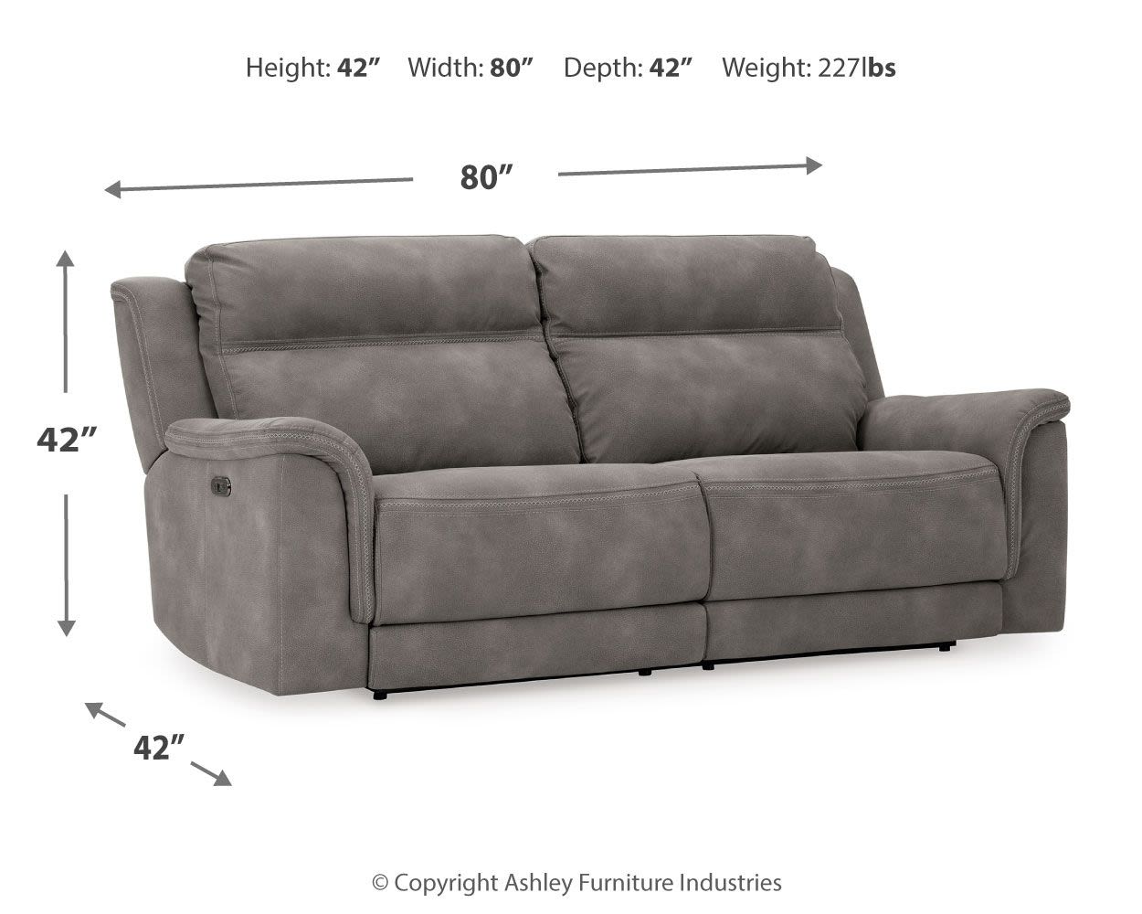 Next-gen Durapella - Slate - 2 Seat Power Reclining Sofa Adj Hdrest ...