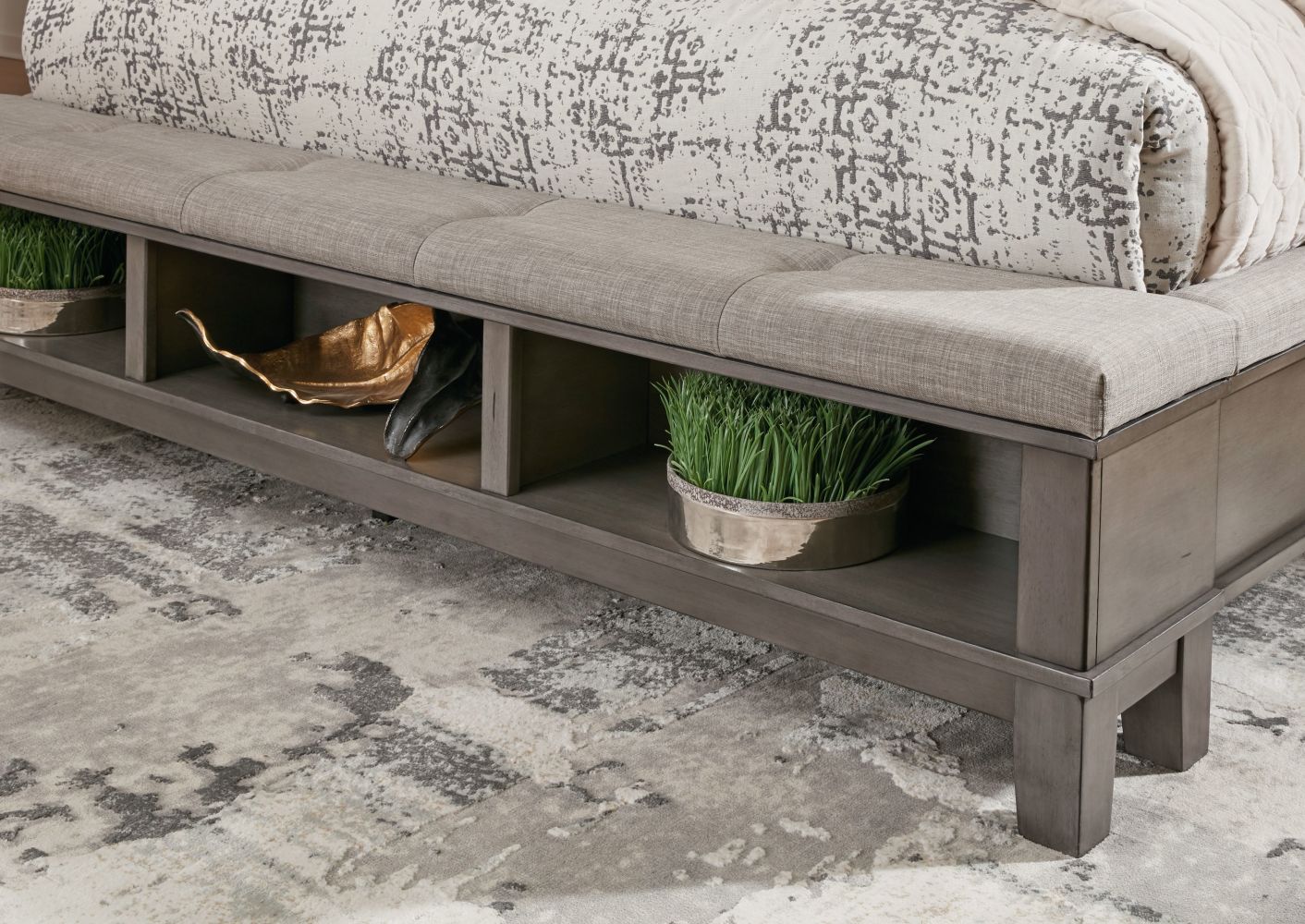 Hallanden - Gray - King Panel Bed With Storage B649/58/56/97 | Derailed ...