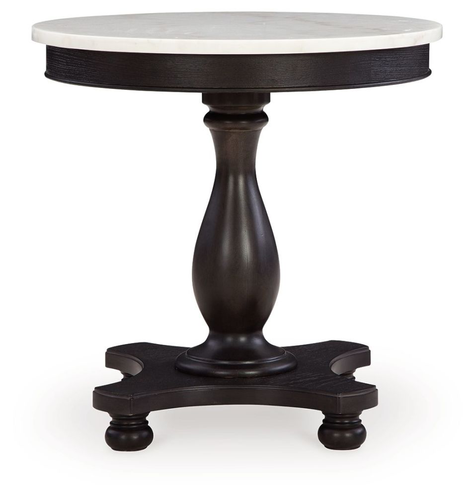 Henridge - Black / White - Accent Table With Pedestal Base A4000565 ...