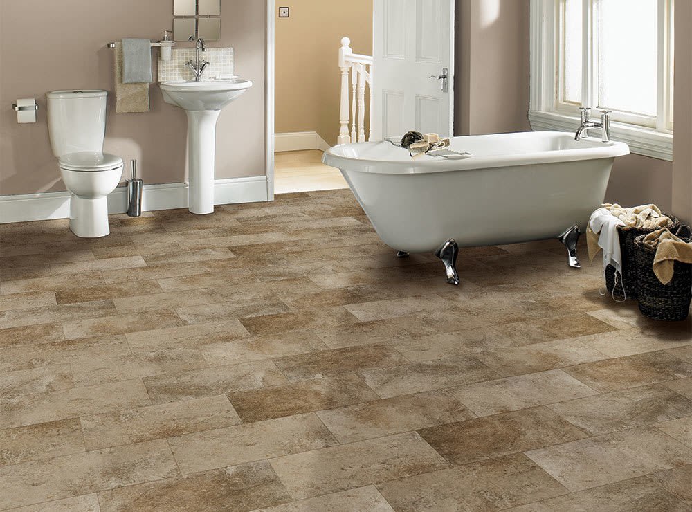 COREtec Plus Tile Core Luxury Vinyl Flooring in Bronzed Stone VV032 ...