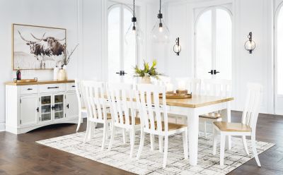 Ashbryn - White / Natural - 10 Pc. - Dining Table, 8 Side Chairs ...