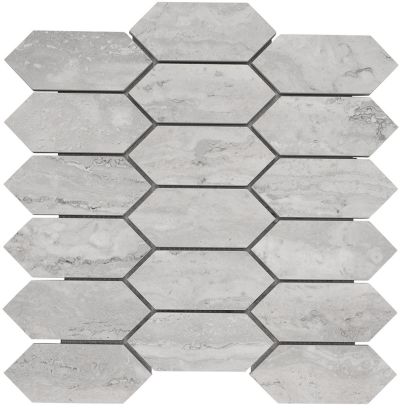 United Tile Tivoli Silver TivoliSilver12129mmGlossyPicketMosaicPressed ...